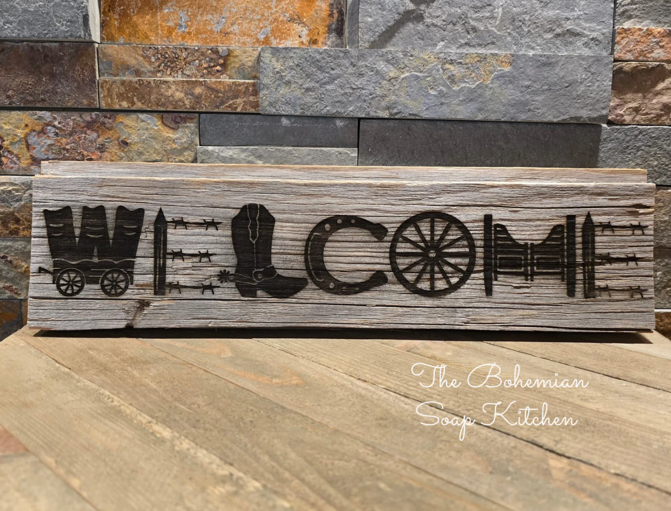 Western Welcome Reclaimed Barn-wood Sign – The Bohemian Soap Kitchen